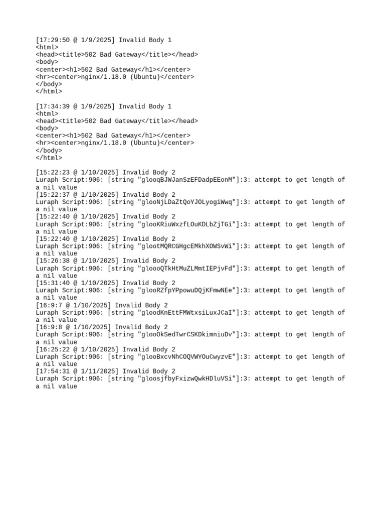 502 Error & Luraph Script Issue | PDF