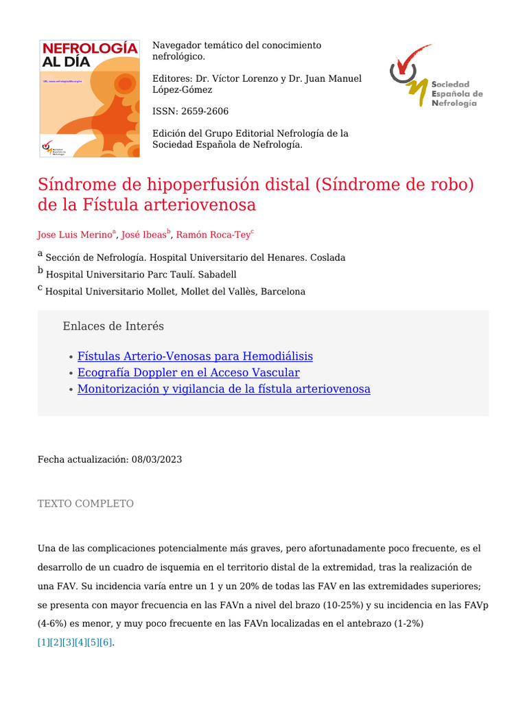 Hipoperfusión Sindrome de Robo | PDF | Isquemia | Diagnostico medico