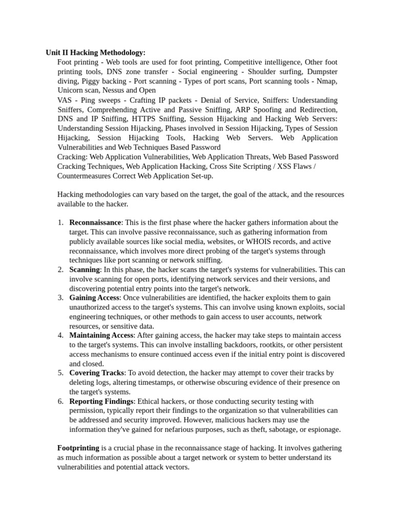Unit II Hacking Methodology | PDF | Domain Name System | Transmission Control Protocol