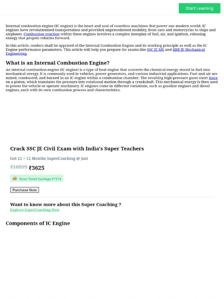 IC Engine-Parts, Working, Classification, Performance Parameters | PDF