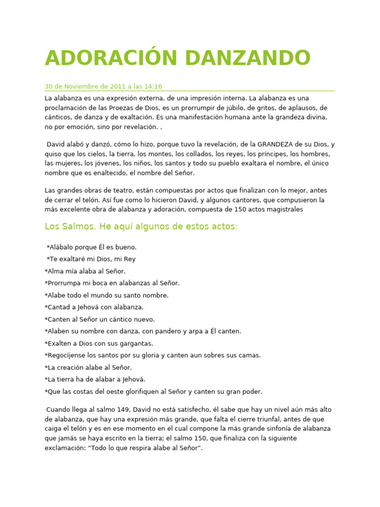 ADORACIÓN DANZANDO | PDF | Salmos | eucaristía
