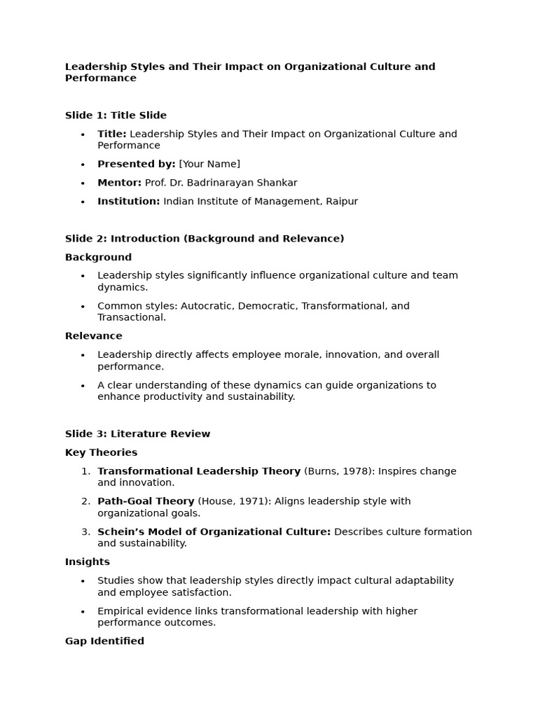Leadership Styles and Their Impact On Organizational Culture and ...