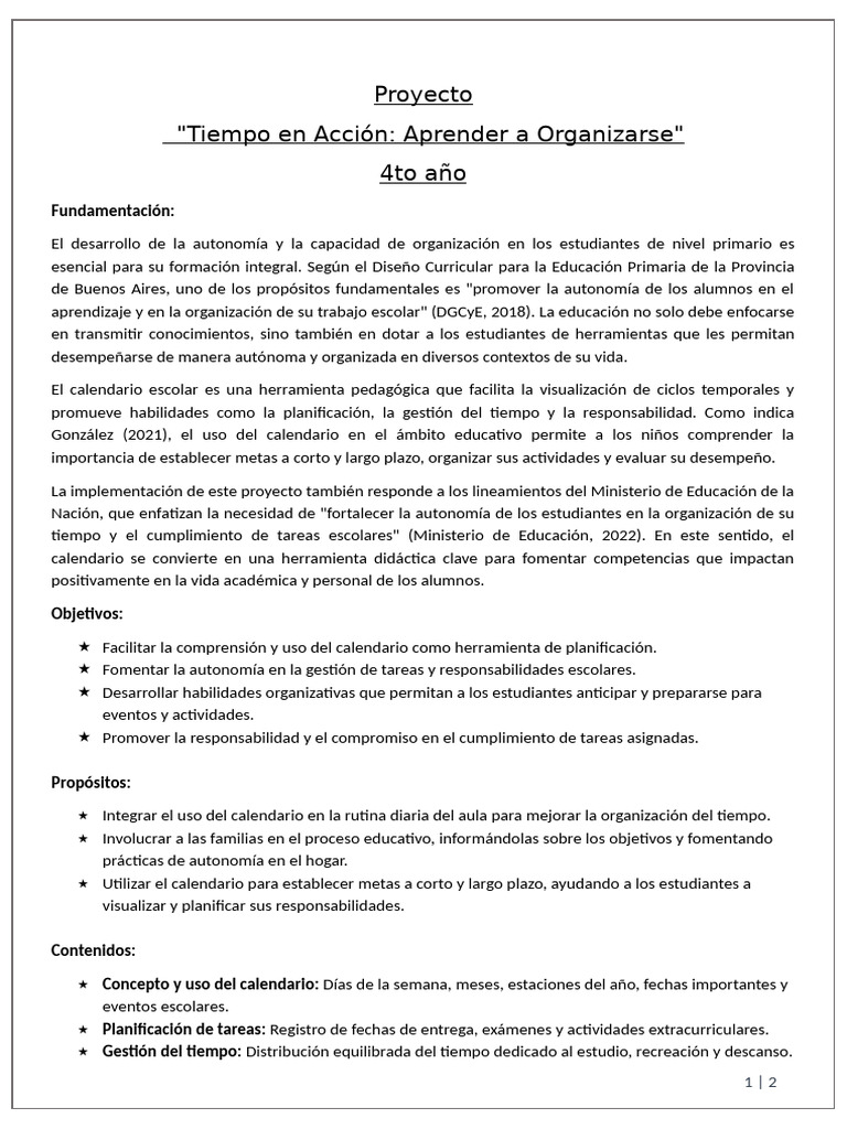 Calendario Escolar para la Autonomía Infantil | PDF | Educación ...