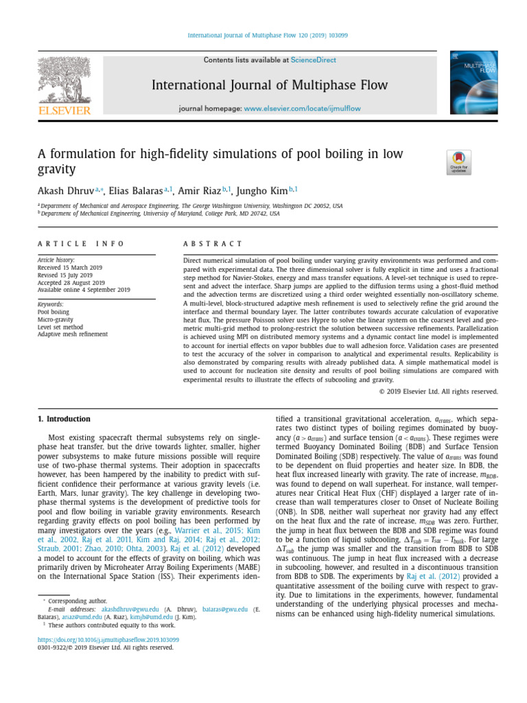 A Formulation For High-Fidelity Simulations of Pool Boiling in Low ...