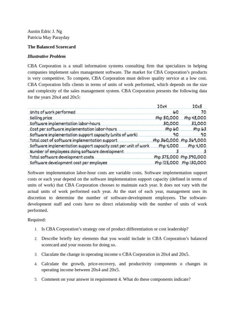 Chapter 7-The Balanced Scorecard | PDF | Employment | Income