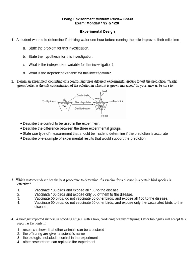 Living Environment Midterm Review Guide | PDF | Cell (Biology ...