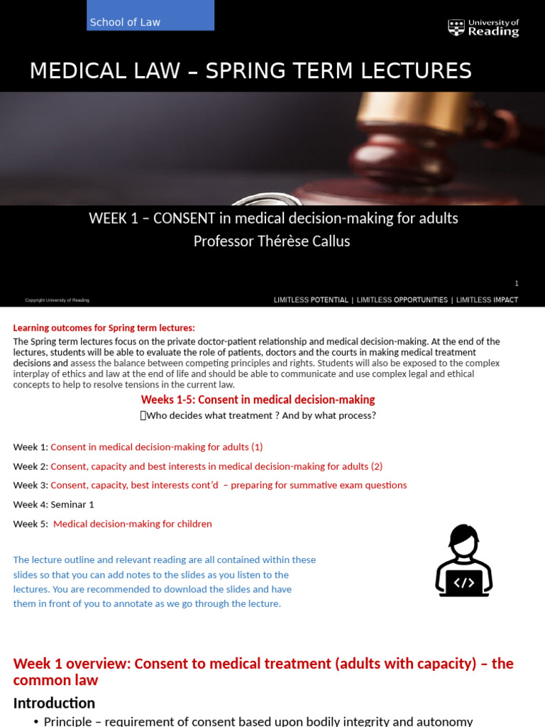 Week 1 Medical Lectures Consent Slides 2023-24 | PDF | Informed Consent ...