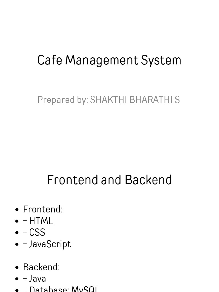 Cafe Management System Overview | PDF