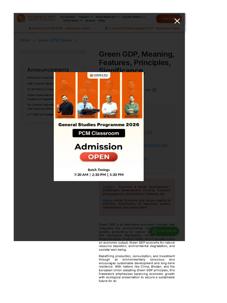 Vajiramandravi Com Quest Upsc Notes Green GDP ... | PDF ...