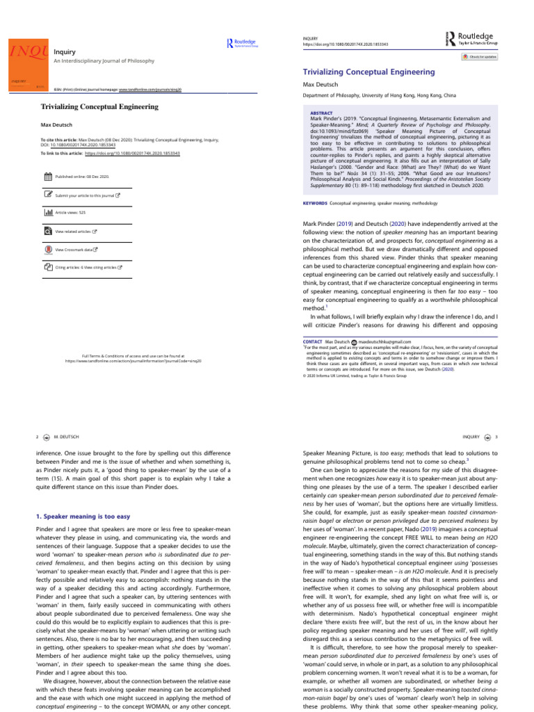 Trivializing Conceptual Engineering Debate | PDF | Semantics | Knowledge
