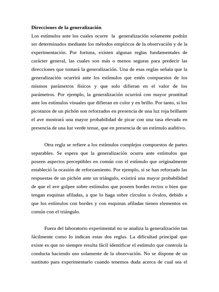 Generalización y Discriminación de Estímulos | PDF | Reforzamiento ...