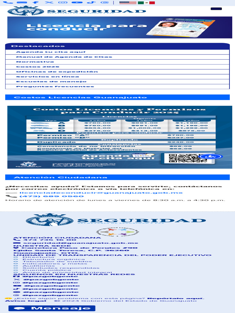 Costos licencias – Secretaría de Seguridad y Paz del Estado de Guanajuato | PDF