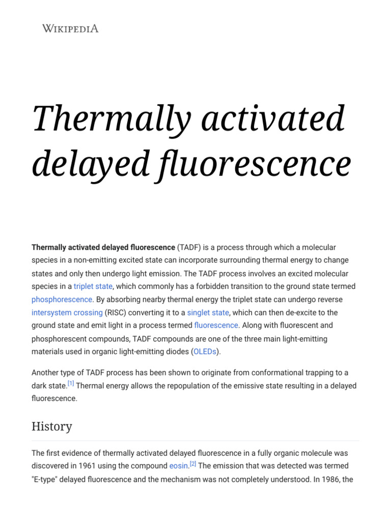Thermally Activated Delayed Fluorescence | PDF | Atomic Physics | Materials
