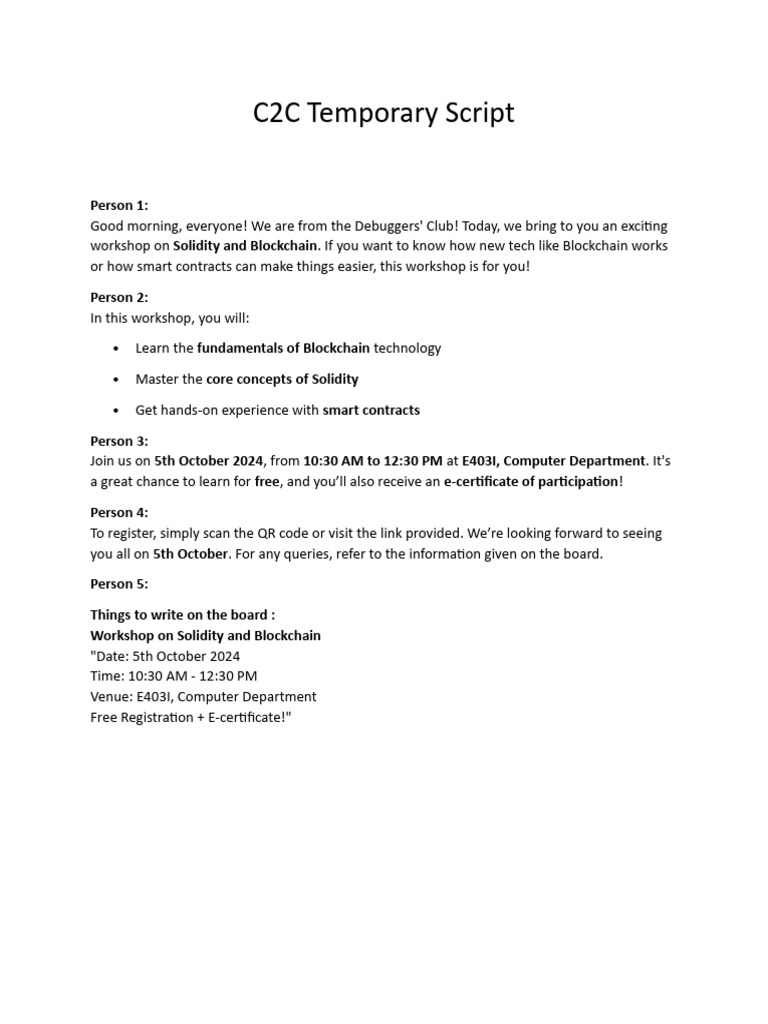 C2C Temporary Script | PDF