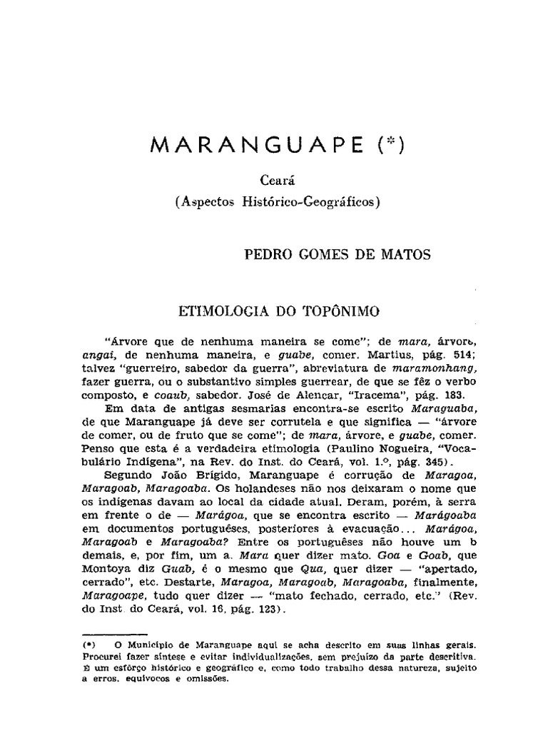 1963 - Maranguape Aspectos Historico Geograficos | PDF
