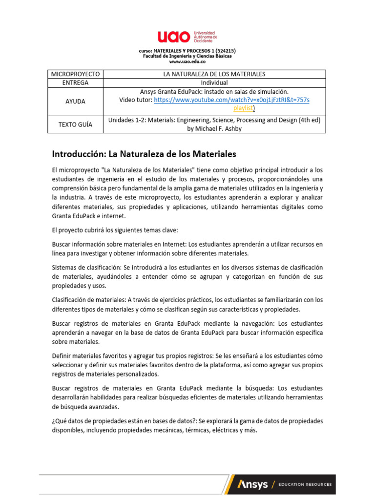 Microproyecto LA NATURALEZA DE LOS MATERIALES 2025 | PDF | Aleación | Internet