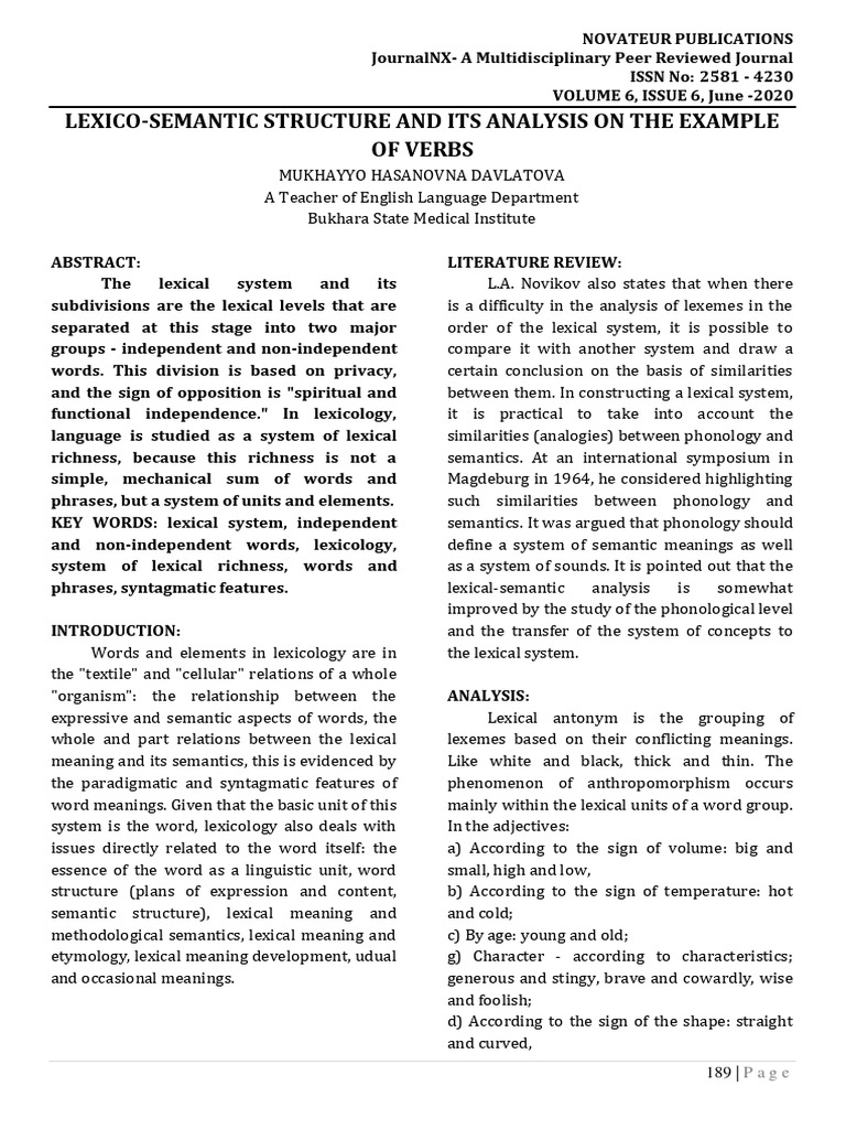 Lexico Semantic Structure and Its Analys b4473b75 | PDF | Lexicon | Word