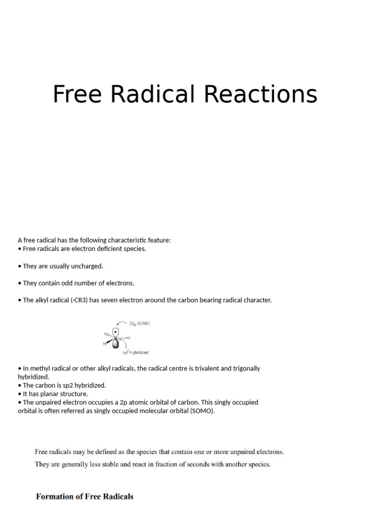 CHE534 Free Radical Reactions | PDF | Radical (Chemistry) | Chemical ...