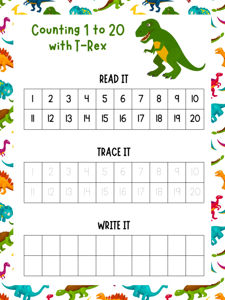 Counting 1 to 20 With T-Rex | PDF