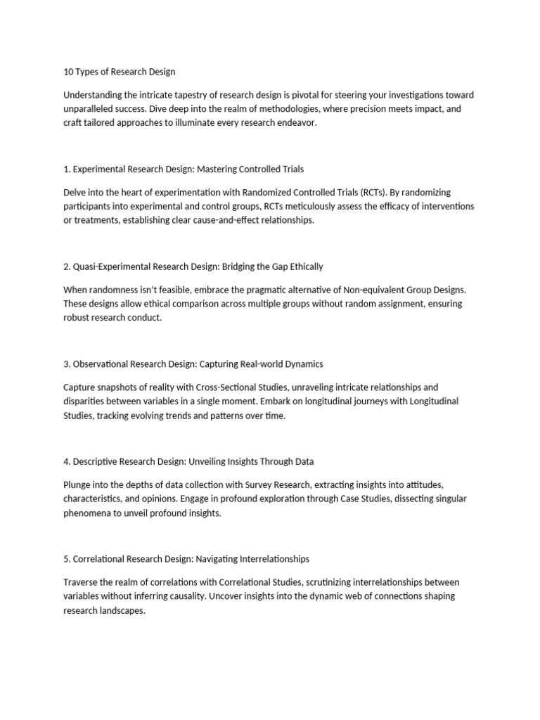 10 Types of Research Design | PDF | Cohort Study | Meta Analysis