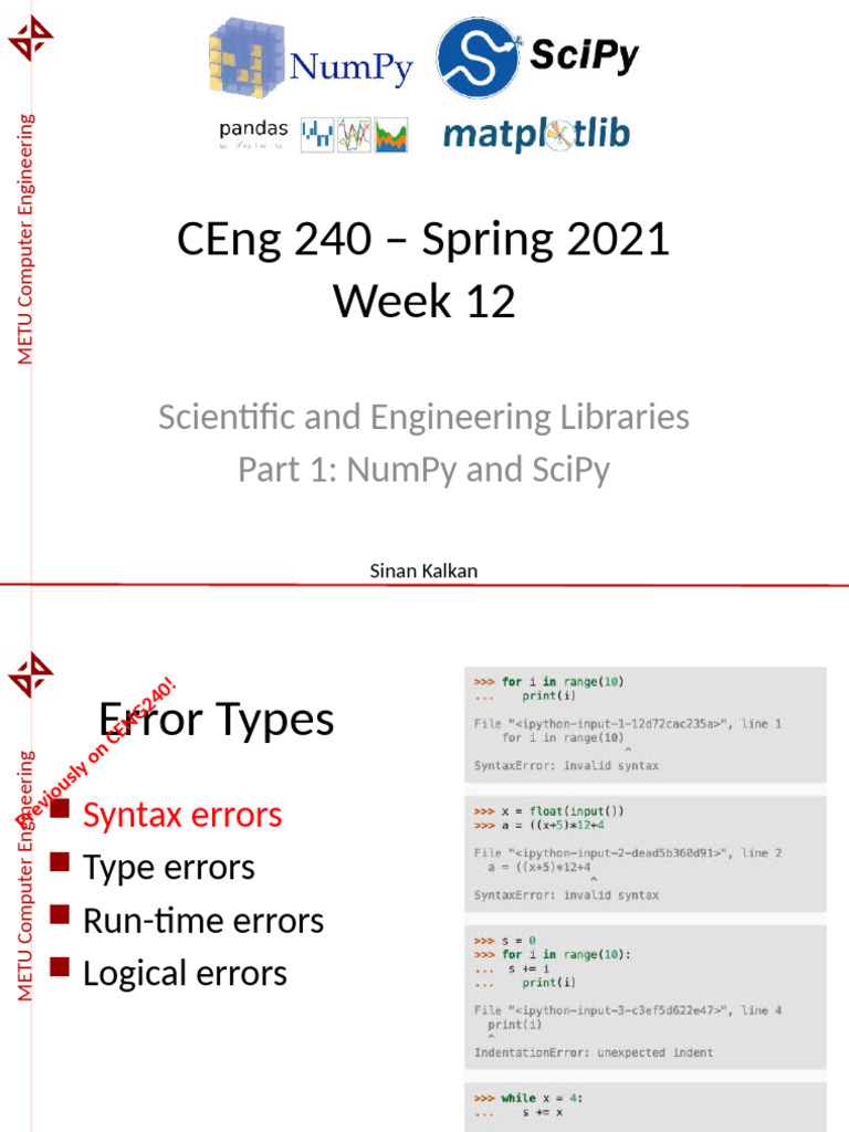 CENG240-2021 - Week12 - Libraries - Part 1 | PDF | Matrix (Mathematics) | Mathematics