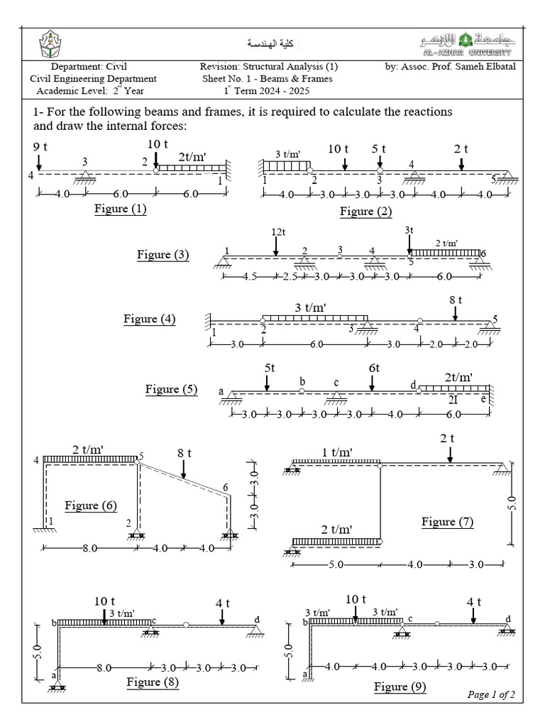 2024-2025 - Sheet No. 1.00 | PDF | Structural Analysis | Mechanical Engineering