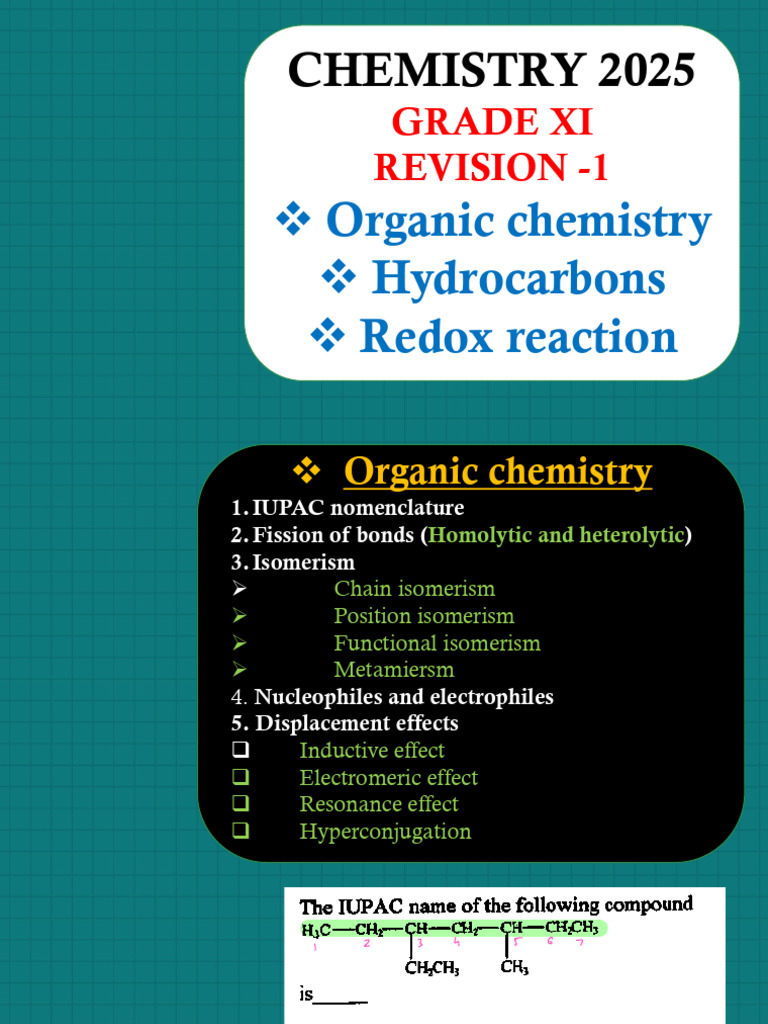 Chemistry Revision: Organic & Redox Concepts | PDF | Redox | Chemical ...