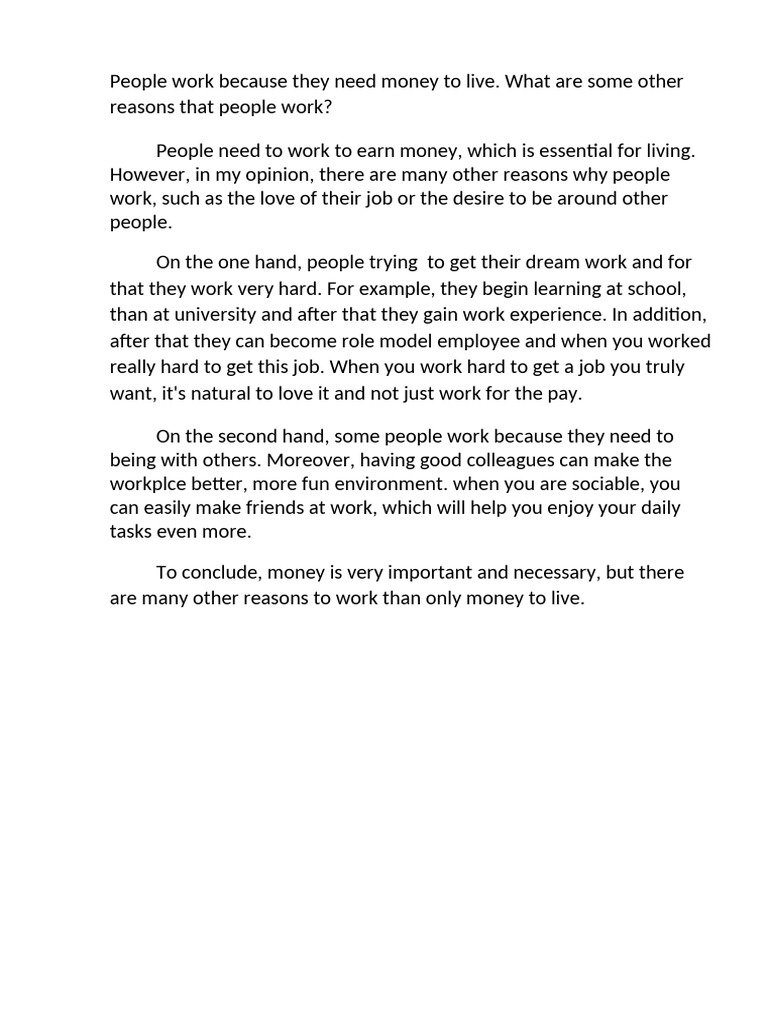 Beyond Money: Reasons People Work | PDF