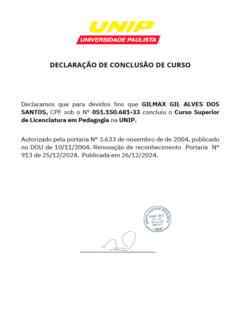 Declaração Gilmax PDF | PDF