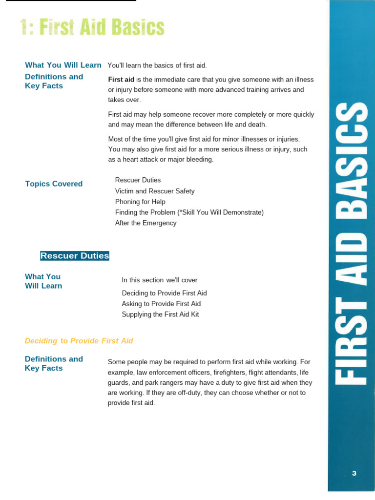 AHA Book Pgs 3-18 FA Basics | PDF | First Aid | Cardiopulmonary ...