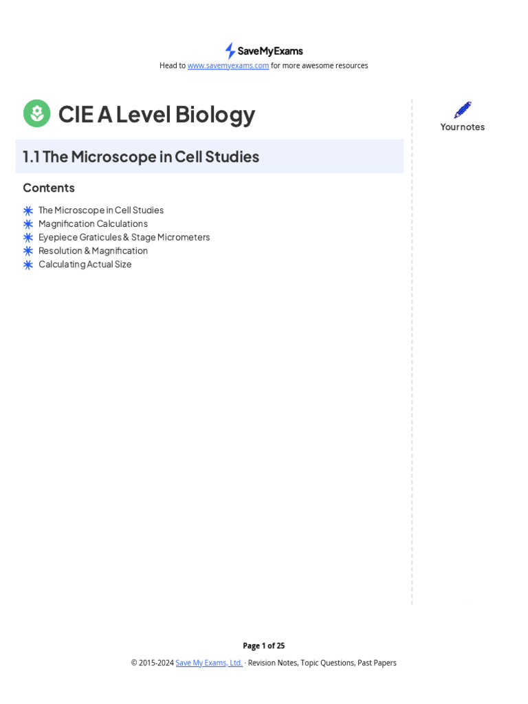 1.1 The Microscope in Cell Studies | PDF | Microscope | Electron Microscope