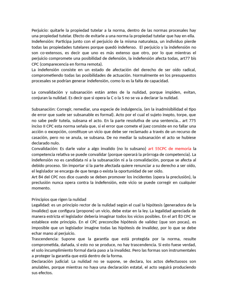 Nulidad Procesal: Perjuicio e Indefensión | PDF | Nulo (ley) | Debido ...