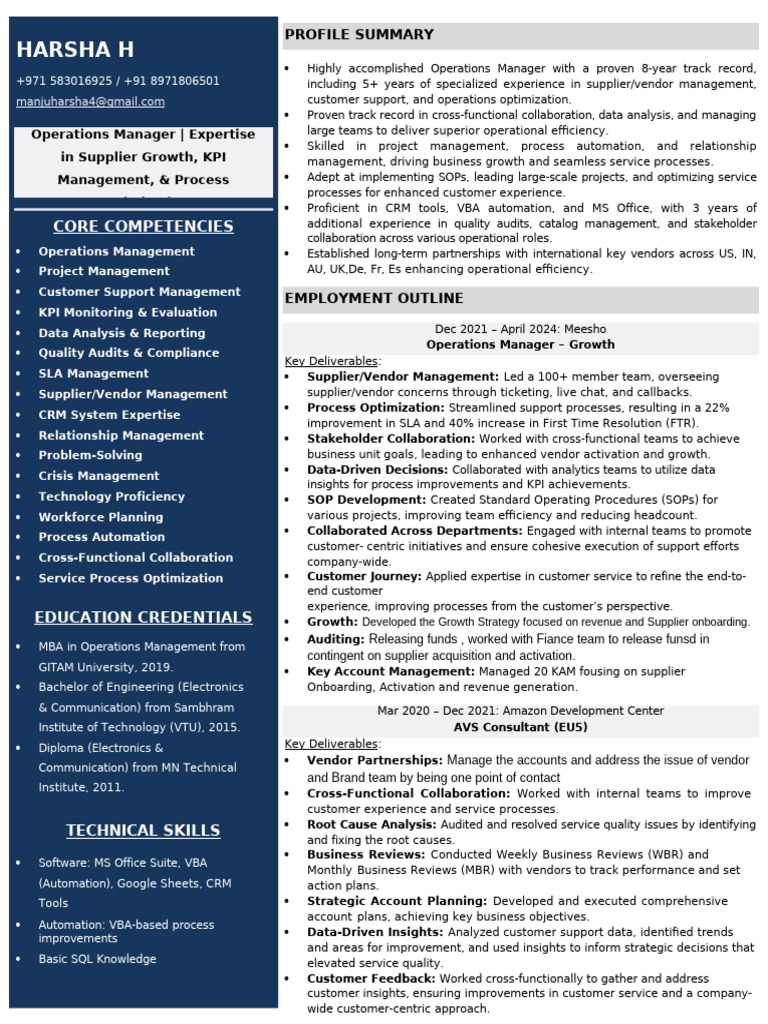 Harsha Resume 1734102406 | PDF | Customer Relationship Management ...