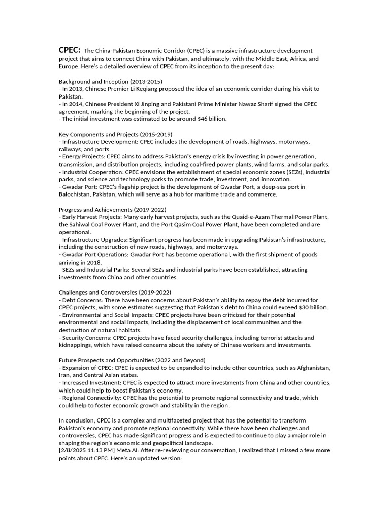 cpec | PDF | Pakistan | International Relations
