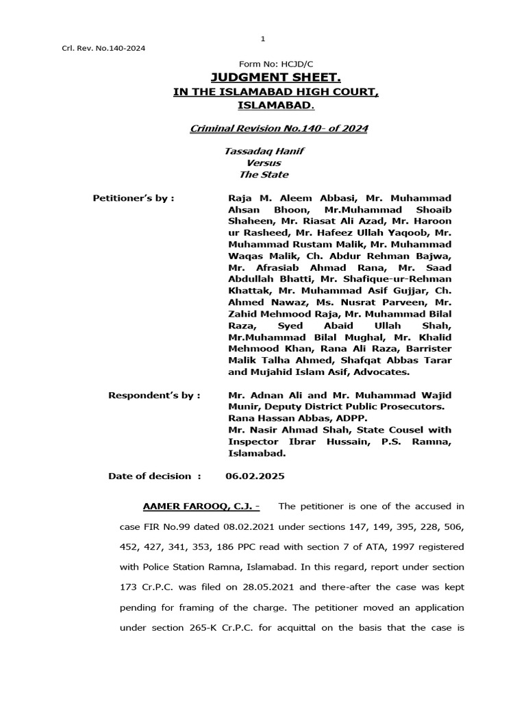 CRL Revision No.140-24 638748092221781168 | PDF | Acquittal | Pakistan