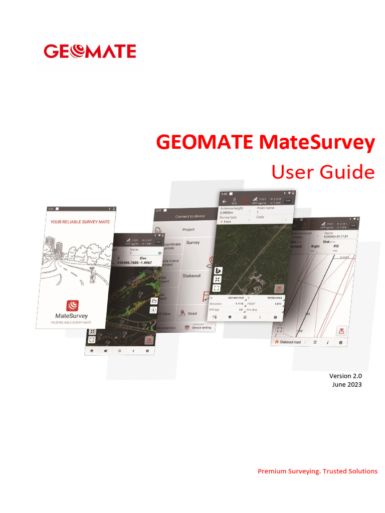 GEOMATE MateSurvey User Guide 2.0 | PDF | Bluetooth | Surveying
