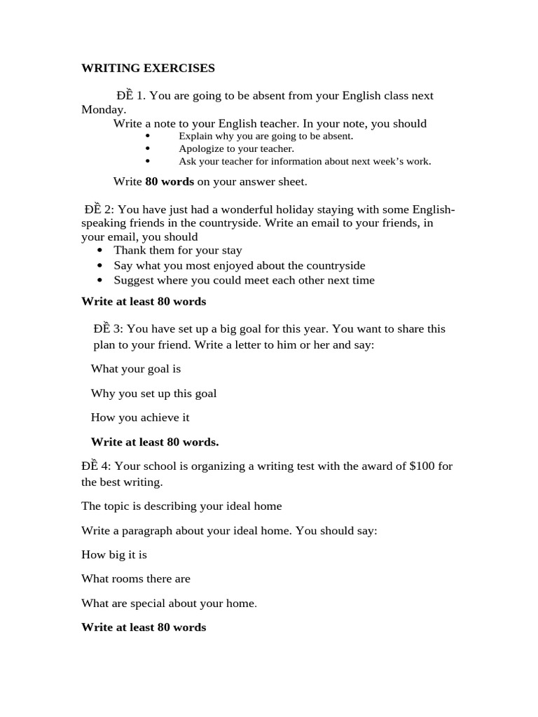 Writing Exercises | PDF