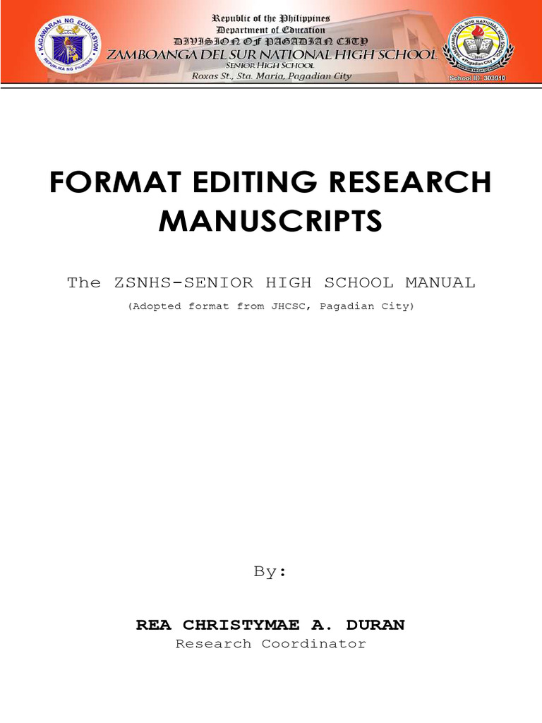 Format Editing Research Manuscripts ZSNHS SHS | PDF | Paragraph ...