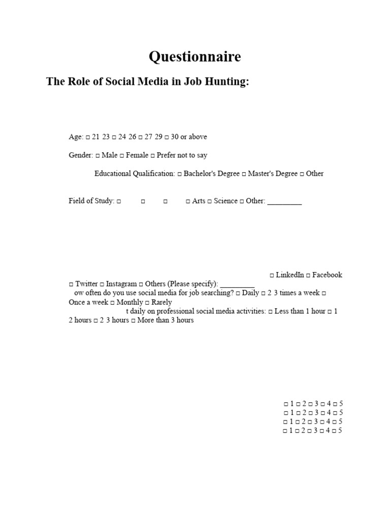 Questionnaire | PDF | Social Media | Popular Culture & Media Studies