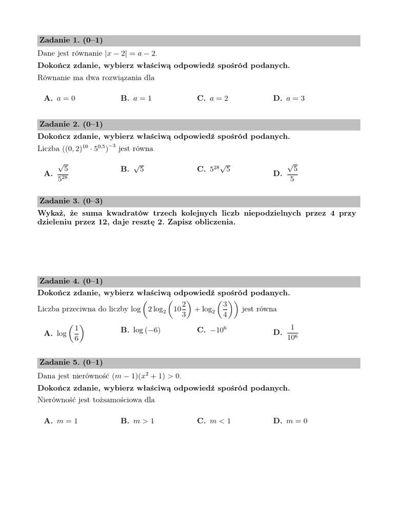 Matura Próbna 2025 Matematyka Podstawowa | PDF
