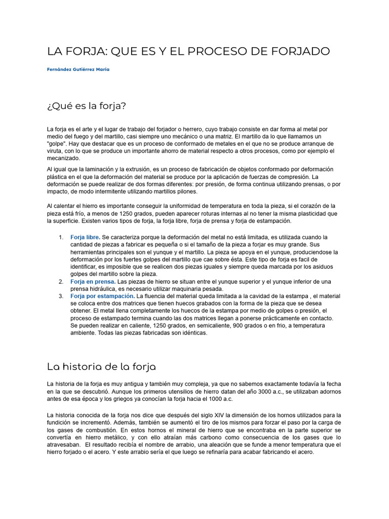 La Forja: Proceso y Tipos | PDF | Forjar | Ciencias fisicas