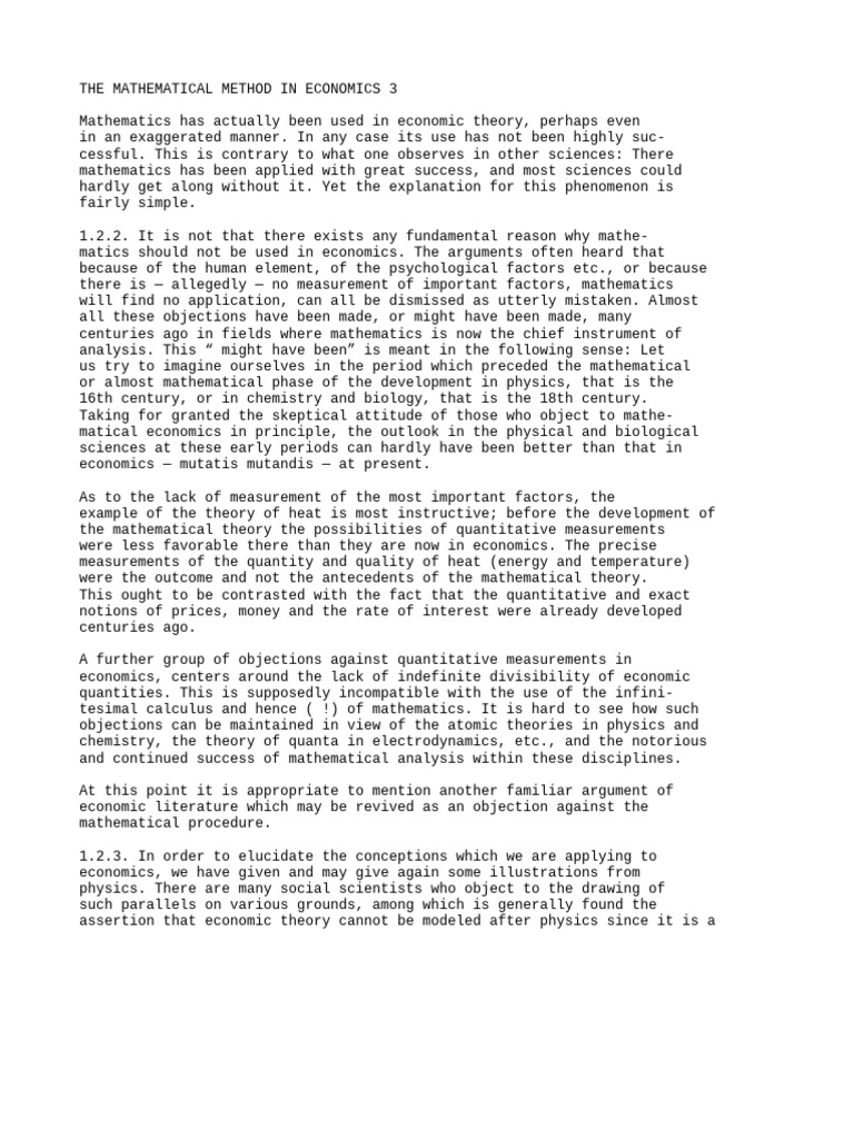 "Mathematics in Economic Theory" | PDF | Mathematics | Economics