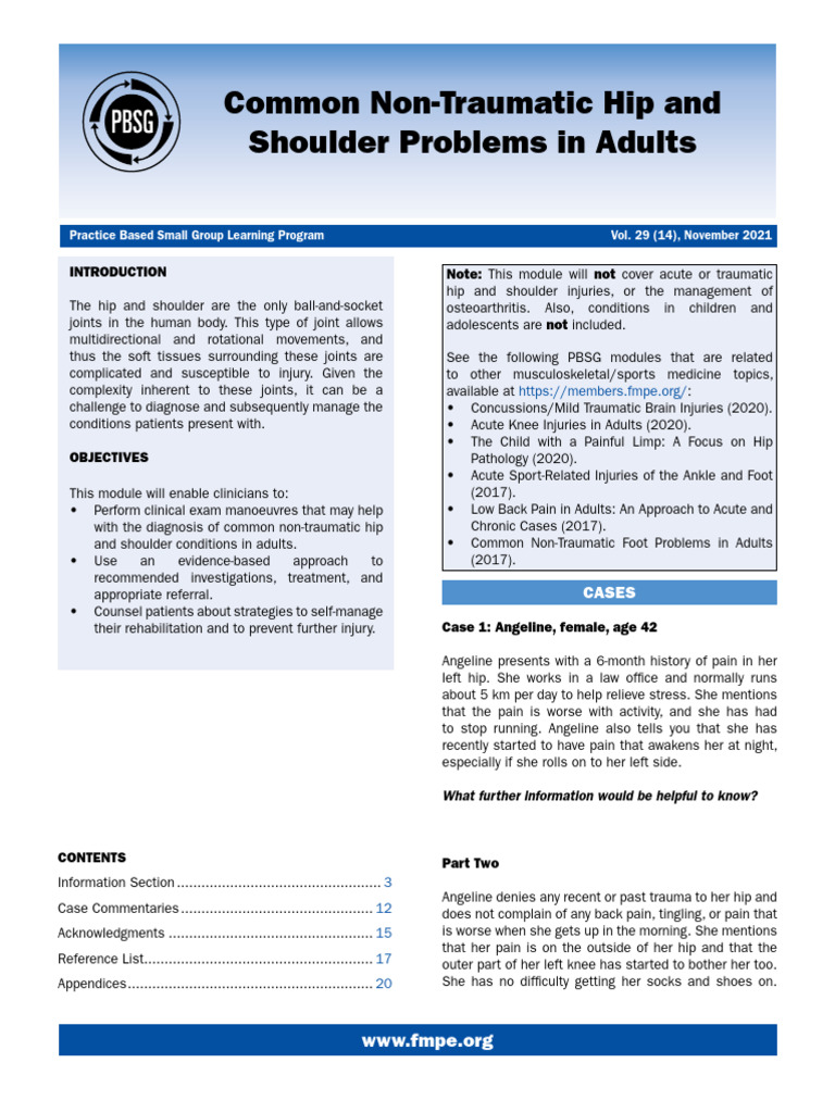 Common Non-Traumatic Hip and Shoulder Problems November 2021 - SCREEN ...