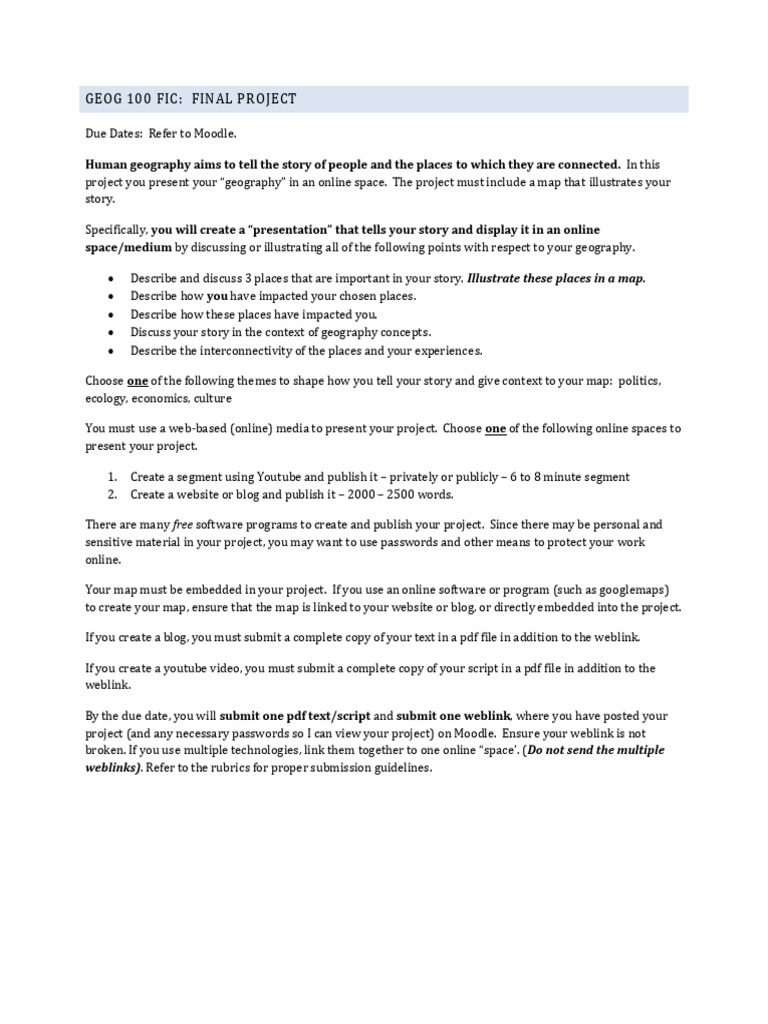 GEO100 Final Project Overview | PDF | Plagiarism | Geography