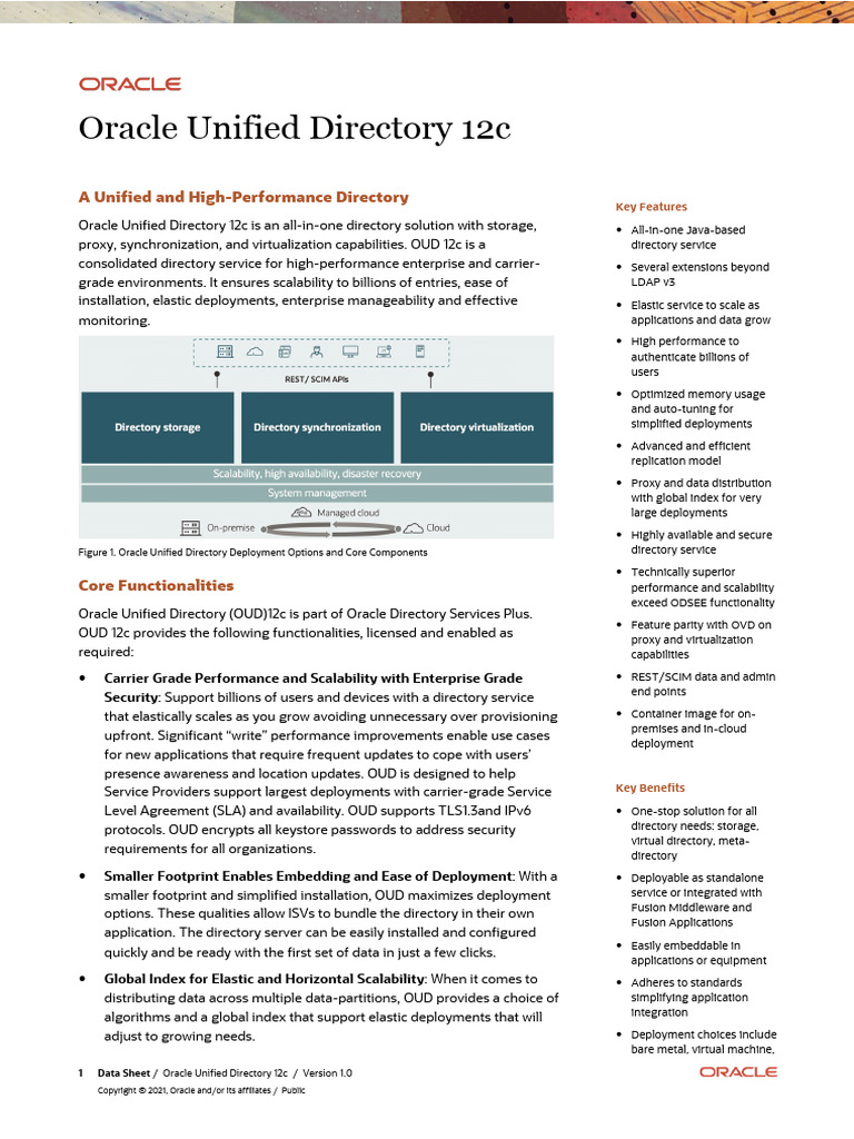 Oracle Unified Directory 12c | PDF | Radius | Cloud Computing