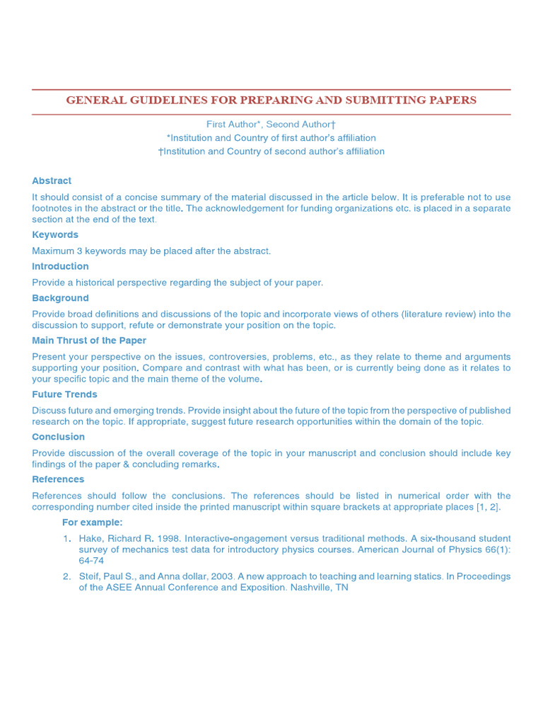 Guidelines for Authors | PDF