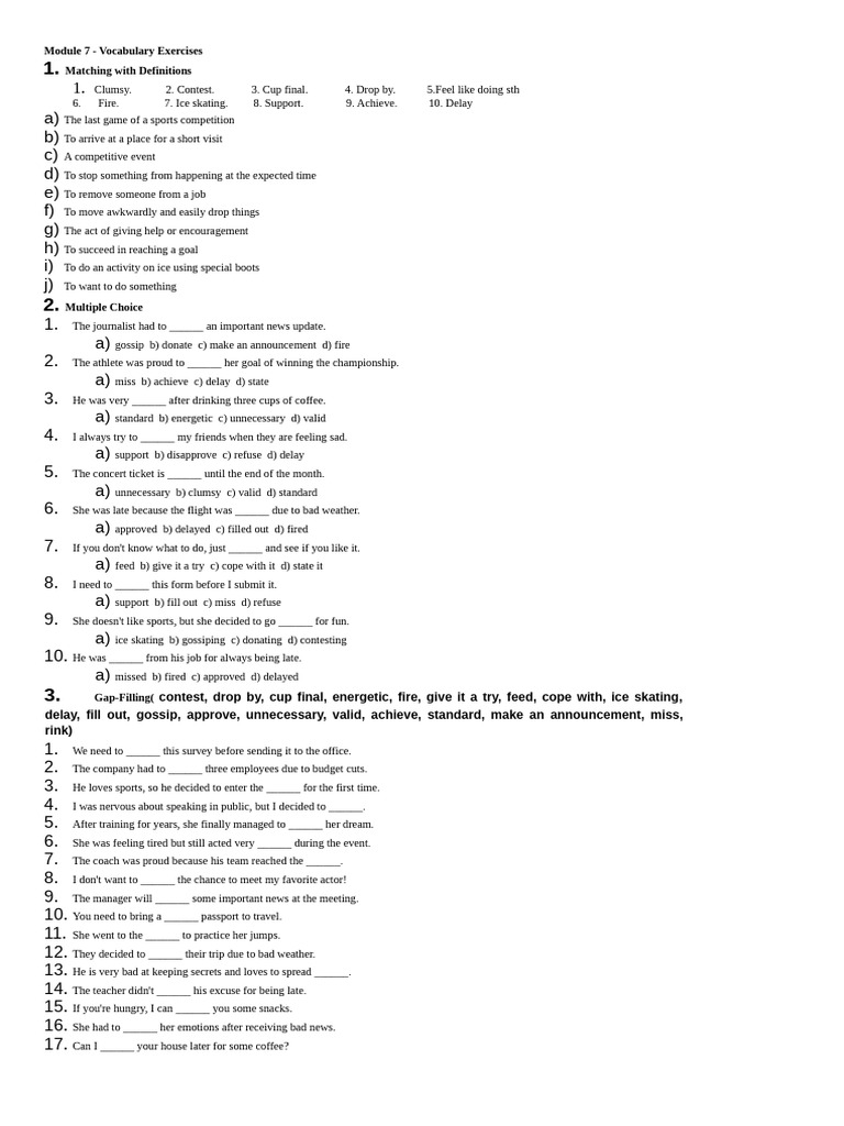 Module7 Vocabulary Exercises | PDF
