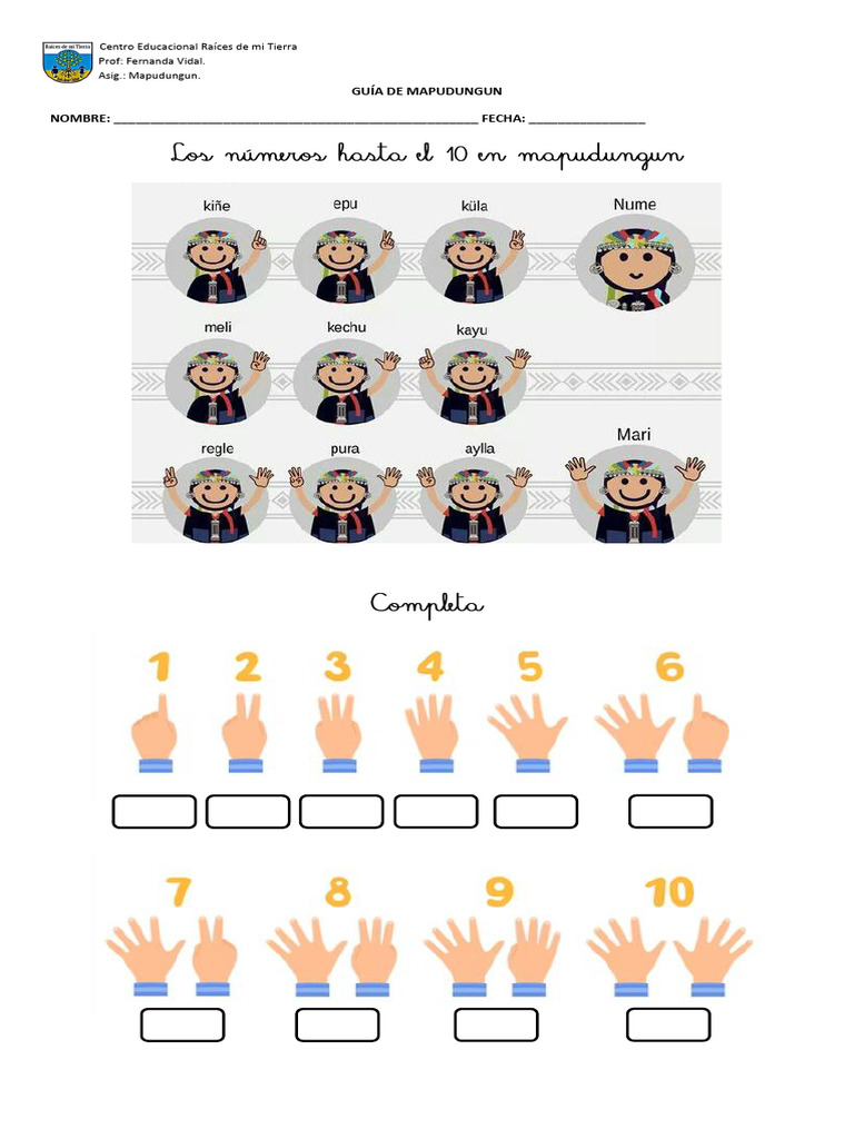 Guía de Los Números en Mapudungun | PDF