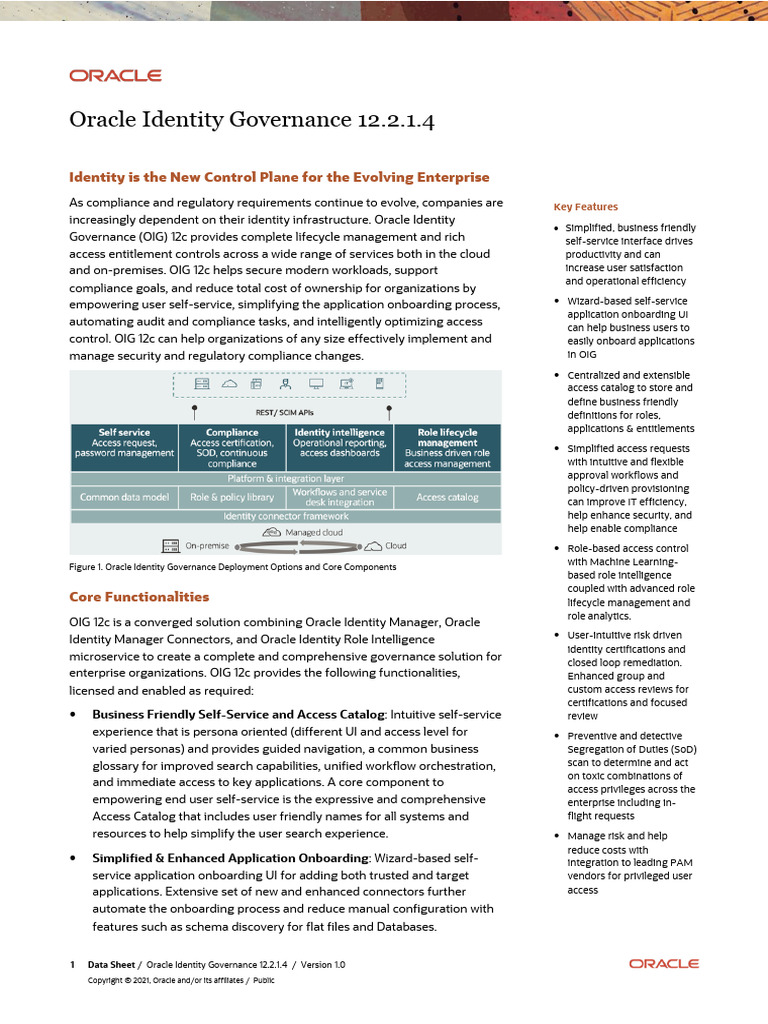 Oracle Identity Governance 12c | PDF | Cloud Computing | Oracle Corporation