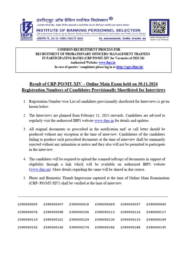 CRP PO MT XIV Notification-1 | PDF